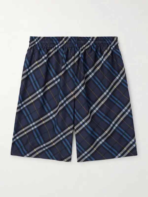 Burberry Straight-leg Checked Mulberry Silk-satin Shorts