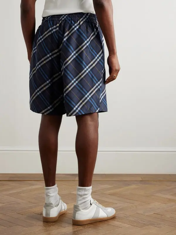 Burberry Straight-leg Checked Mulberry Silk-satin Shorts