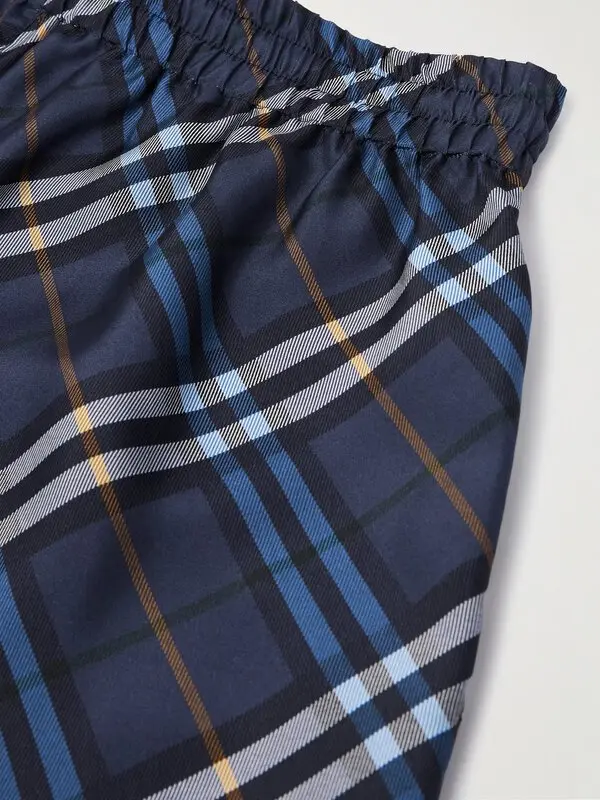 Burberry Straight-leg Checked Mulberry Silk-satin Shorts