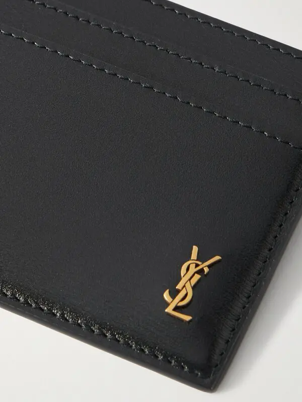 Saint Laurent Logo-embellished Leather Cardholder - Black