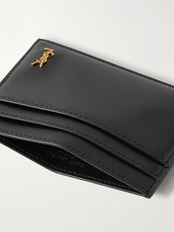 Saint Laurent Logo-embellished Leather Cardholder - Black