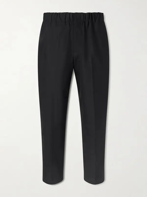 JIL SANDER Tapered Cotton Trousers - Black