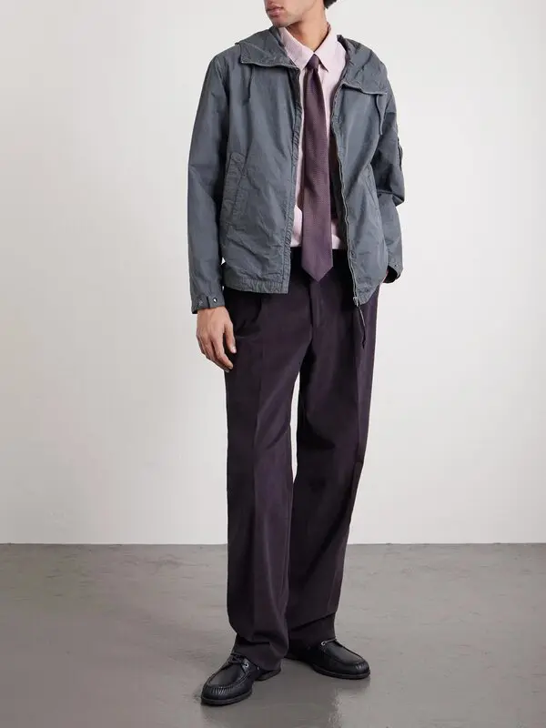 C.P. COMPANY Crinkled Cotton Hooded Jacket - Gray