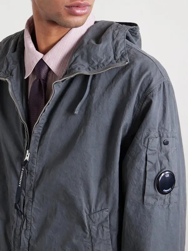 C.P. COMPANY Crinkled Cotton Hooded Jacket - Gray