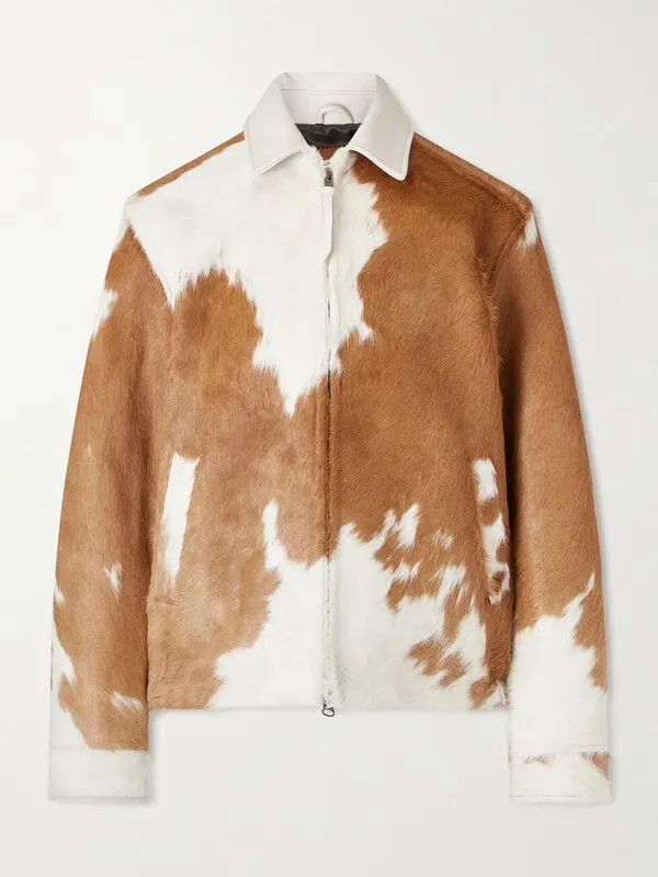 Golden Bear The Stockton Calf Hair And Leather Jacket - Brown