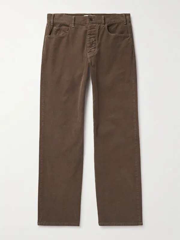 NILI LOTAN Billie Straight-leg Cotton-corduroy Trousers