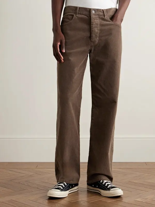 NILI LOTAN Billie Straight-leg Cotton-corduroy Trousers