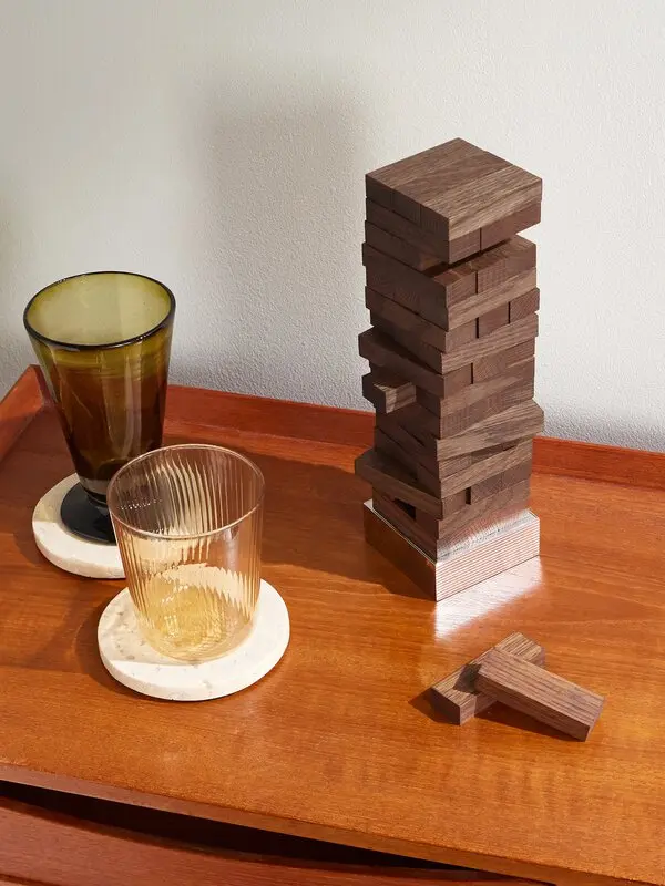 Dunhill Oak Topple Blocks And Palladium-plated Lighter Set