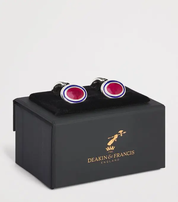DEAKIN & FRANCIS Sterling Silver And Enamel Oval Cufflinks