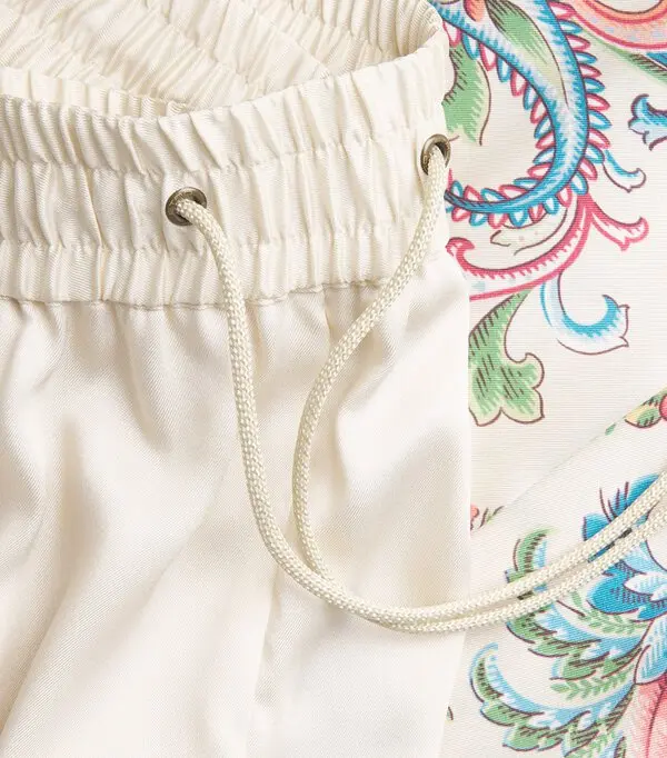 Etro Satin Embroidered Wide-leg Trousers - Ivory