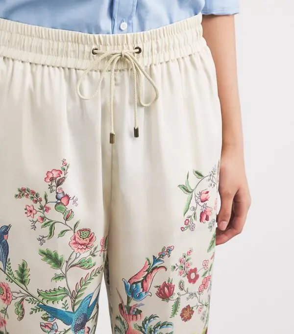 Etro Satin Embroidered Wide-leg Trousers - Ivory