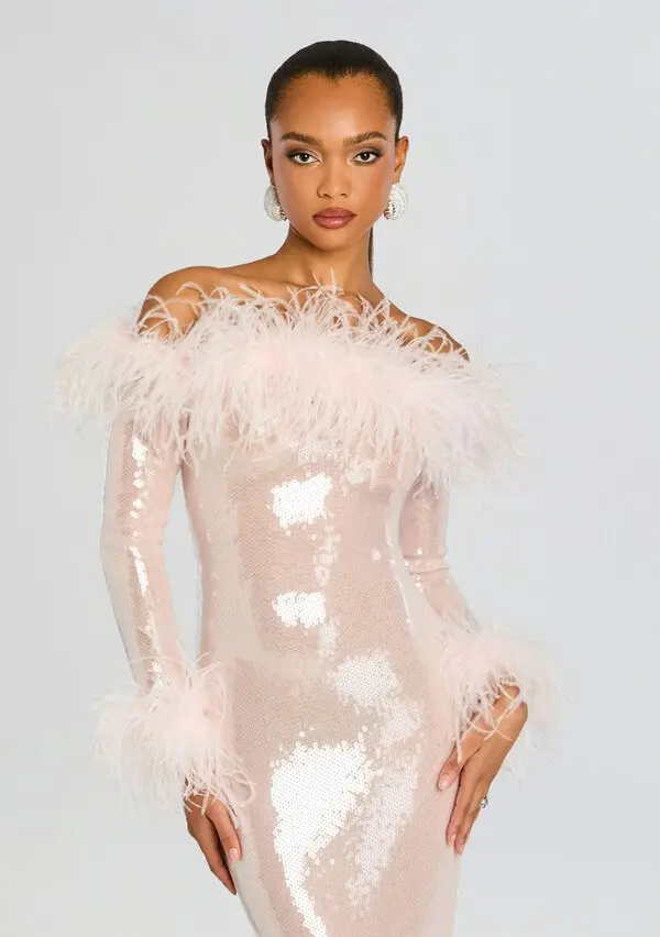 Retrofete Petal Sequin Midi Dress - Ballet Slipper