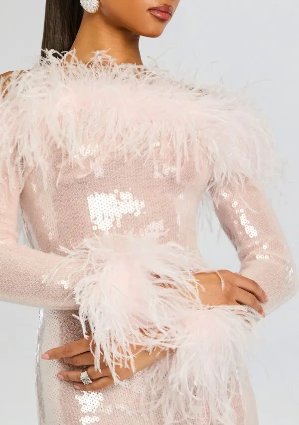 Retrofete Petal Sequin Midi Dress - Ballet Slipper