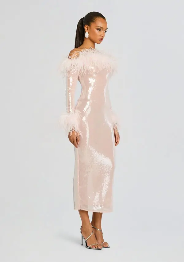 Retrofete Petal Sequin Midi Dress - Ballet Slipper