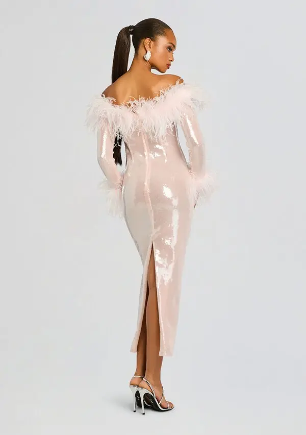 Retrofete Petal Sequin Midi Dress - Ballet Slipper