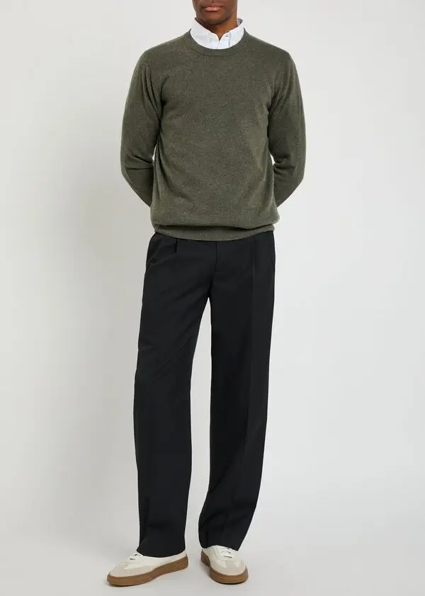 Sunspel Cashmere Crew-neck Jumper - Khaki
