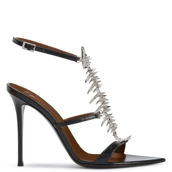 GIUSEPPE ZANOTTI Leather Sandals With Fishbone Accessory