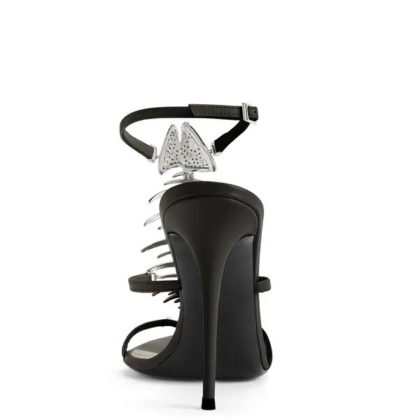 GIUSEPPE ZANOTTI Leather Sandals With Fishbone Accessory
