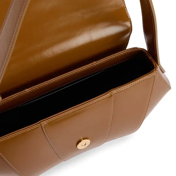 GIUSEPPE ZANOTTI Leather Shoulder Bag With Hammered Metal Clasp - Light_brown