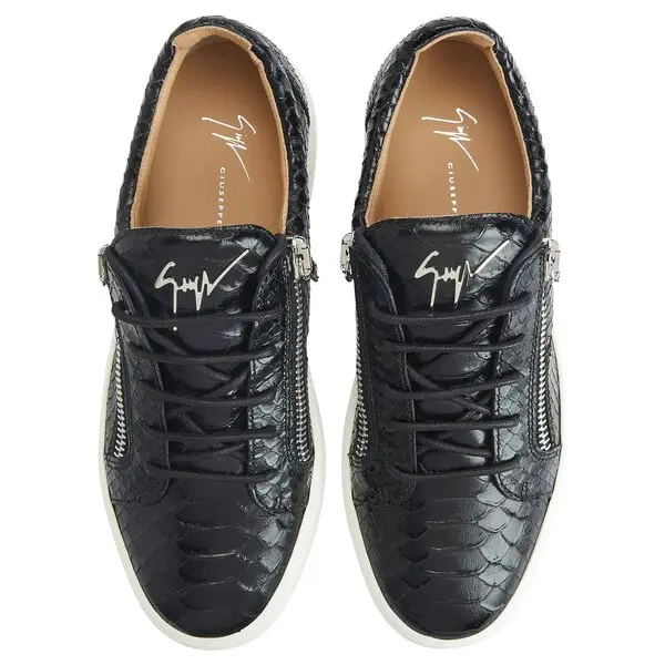 GIUSEPPE ZANOTTI Frankie Reptile Print Leather Sneakers - Black