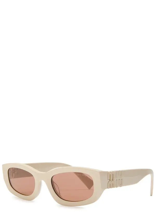 Miu Miu Narrow Rectangle-frame Sunglasses - Cream