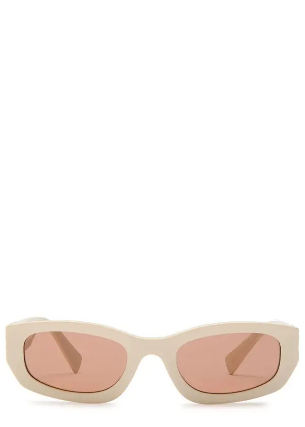 Miu Miu Narrow Rectangle-frame Sunglasses - Cream