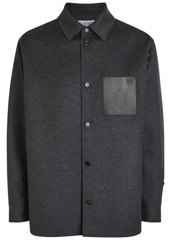 Loewe Leather-pocket Wool And Cashmere-blend Overshirt