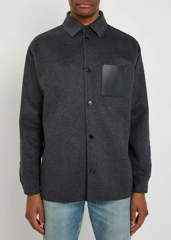 Loewe Leather-pocket Wool And Cashmere-blend Overshirt