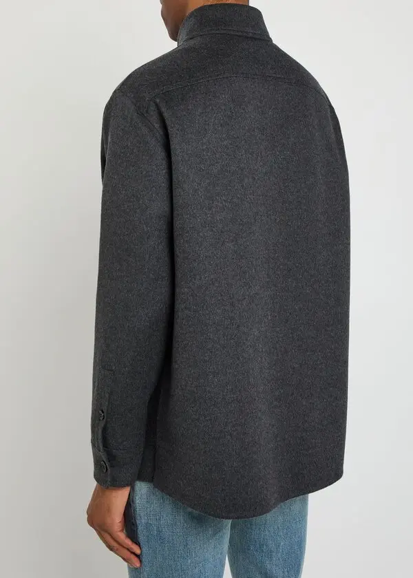 Loewe Leather-pocket Wool And Cashmere-blend Overshirt