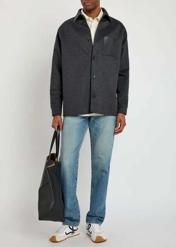 Loewe Leather-pocket Wool And Cashmere-blend Overshirt