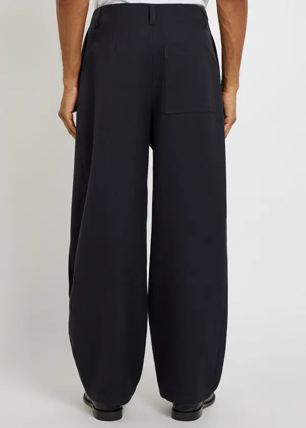 Loewe Logo-appliquéd Barrel-leg Wool Trousers