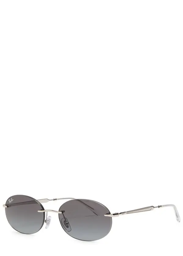 Ray-ban Rimless Oval-frame Sunglasses - Silver