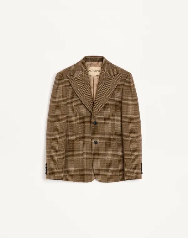 Valentino Garavani Single-breasted Glen Plaid Wool Jacket