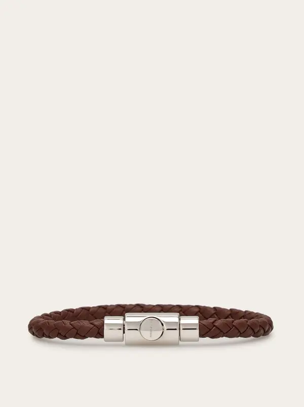 FERRAGAMO Braided Leather Bracelet - Brown