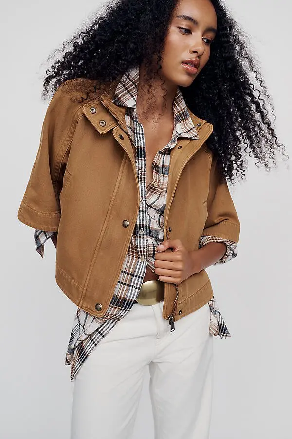 PILCRO Cropped Utility Cape Jacket
