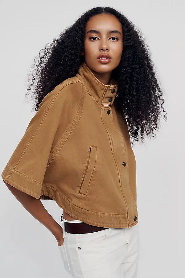 PILCRO Cropped Utility Cape Jacket