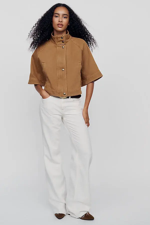 PILCRO Cropped Utility Cape Jacket