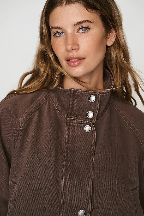 PILCRO Cropped Utility Cape Jacket - Chicory Coffee