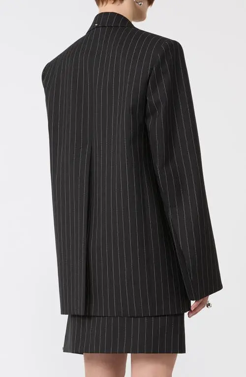 Sportmax Divina Pinstripe Stretch Wool Blend Inset Front Jacket