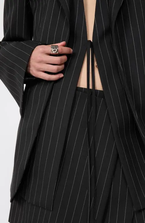 Sportmax Divina Pinstripe Stretch Wool Blend Inset Front Jacket