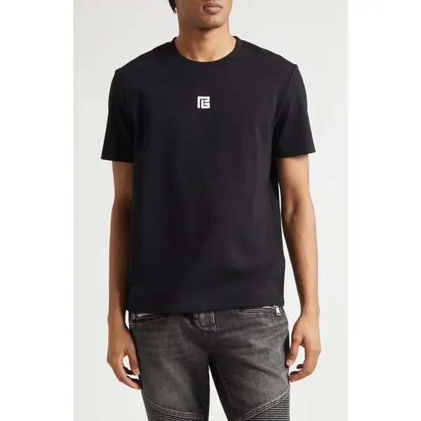 Balmain Embroidered Pb Logo T-shirt - Black/white