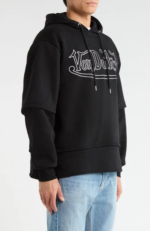 VON DUTCH Layered Fleece Pullover Hoodie