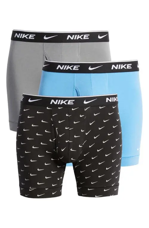 Nike Dri-fit Essential Assorted 3-pack Stretch Cotton Boxer Briefs - Swoosh Print