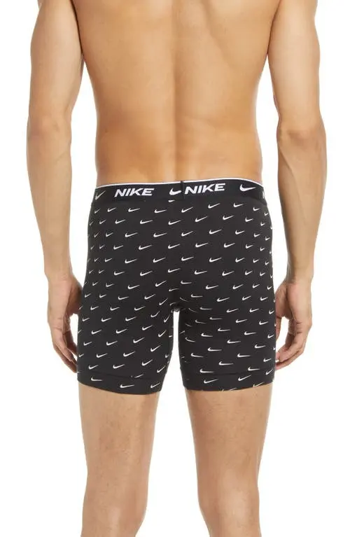 Nike Dri-fit Essential Assorted 3-pack Stretch Cotton Boxer Briefs - Swoosh Print