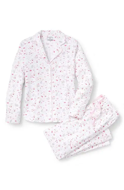 PETITE PLUME Cotton Twill Long Pajamas - White