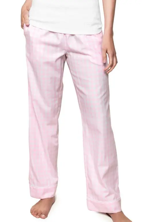 PETITE PLUME Gingham Cotton Pajama Pants - Pink