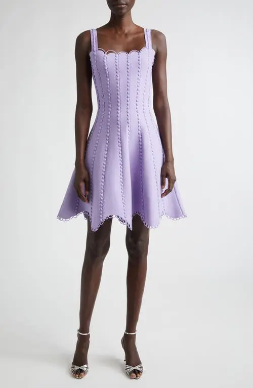 Oscar De La Renta Bobble Stitch Knit Fit & Flare Dress