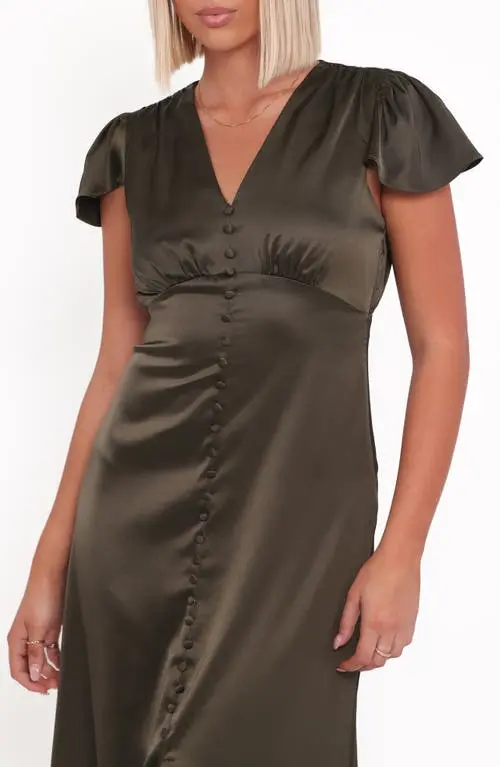 PETAL & PUP Satin Dress With Cap Sleeves