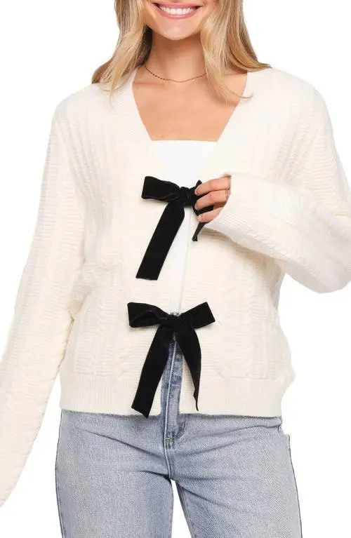 PETAL & PUP Velvet Bow Cardigan