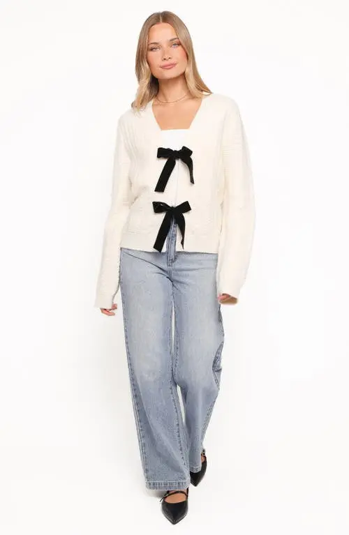 PETAL & PUP Velvet Bow Cardigan
